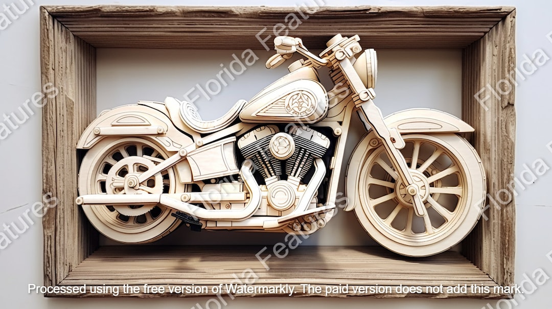 Motorcycle Laser Cut Wood Art: 3D Illusion PNG SVG (digital Download ...