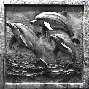 Framed Jumping Dolphins in Water Frame | 3D Illusion | Laser Etch SVG ...