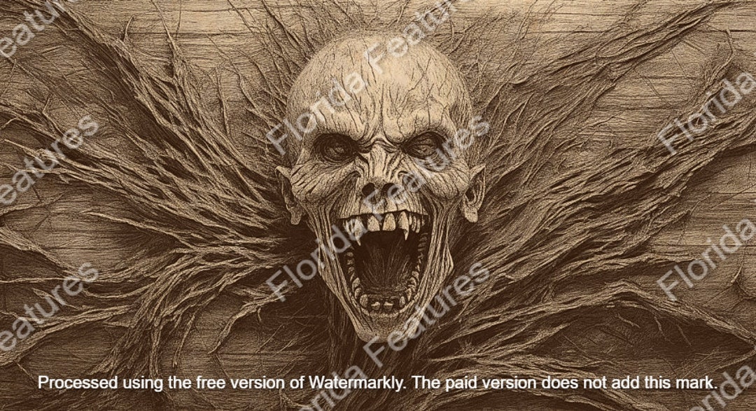 Scary Skull, Laser Etch, Carved Look, Digital Download PNG, Laser Cut ...