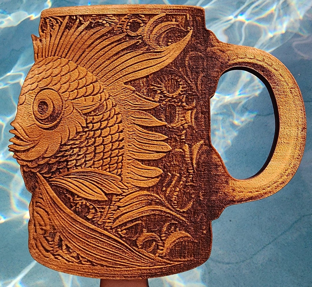 3D Fish Coffee Cup Laser Engraving Design (PNG, SVG Digital File) - Etsy