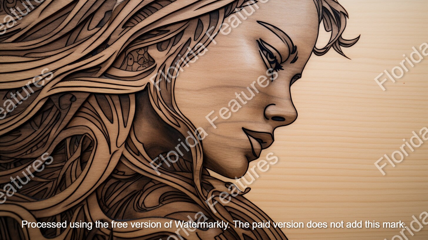Laser Cut Female Portrait: 3D Illusion Wood Art (PNG SVG Digital ...