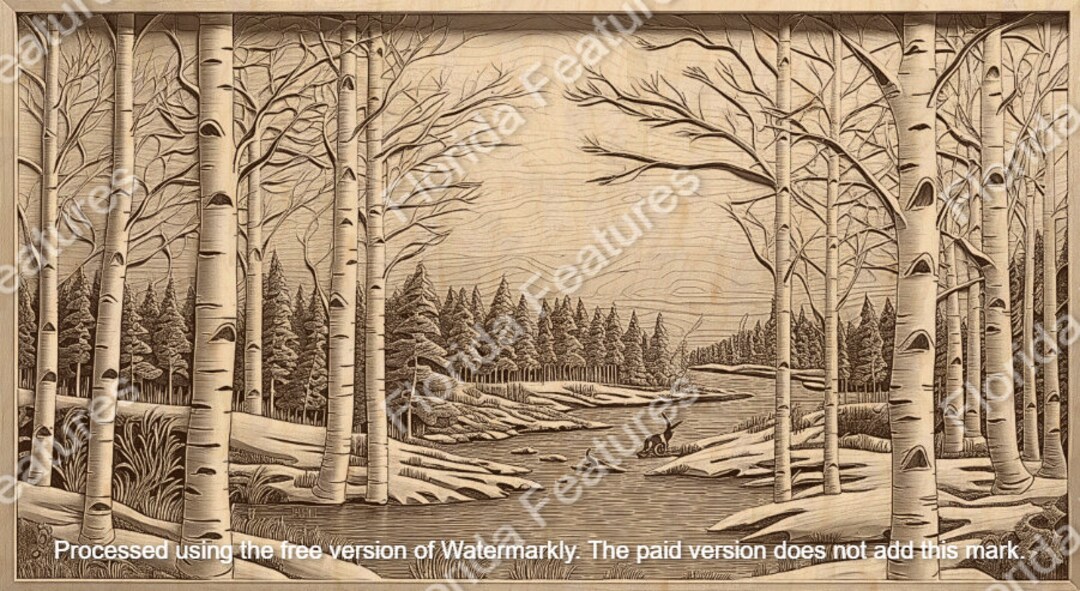 Relaxing Forest Scene, Laser Etch, Carved Look, Digital Download PNG ...