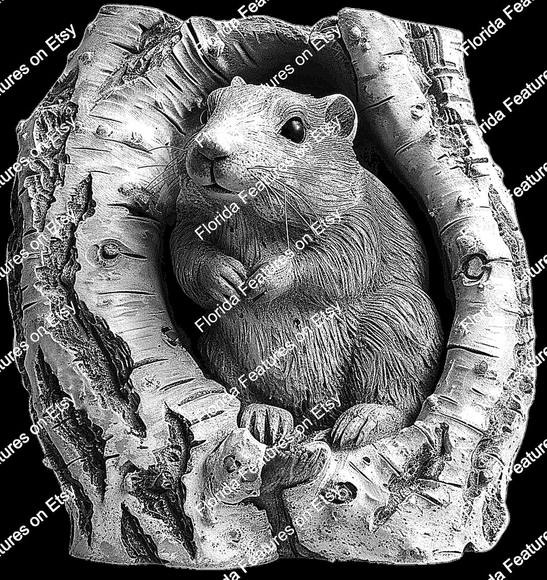 Cute Gopher Tree Stump | 3D Illusion | Laser Engrave PNG Digital File ...