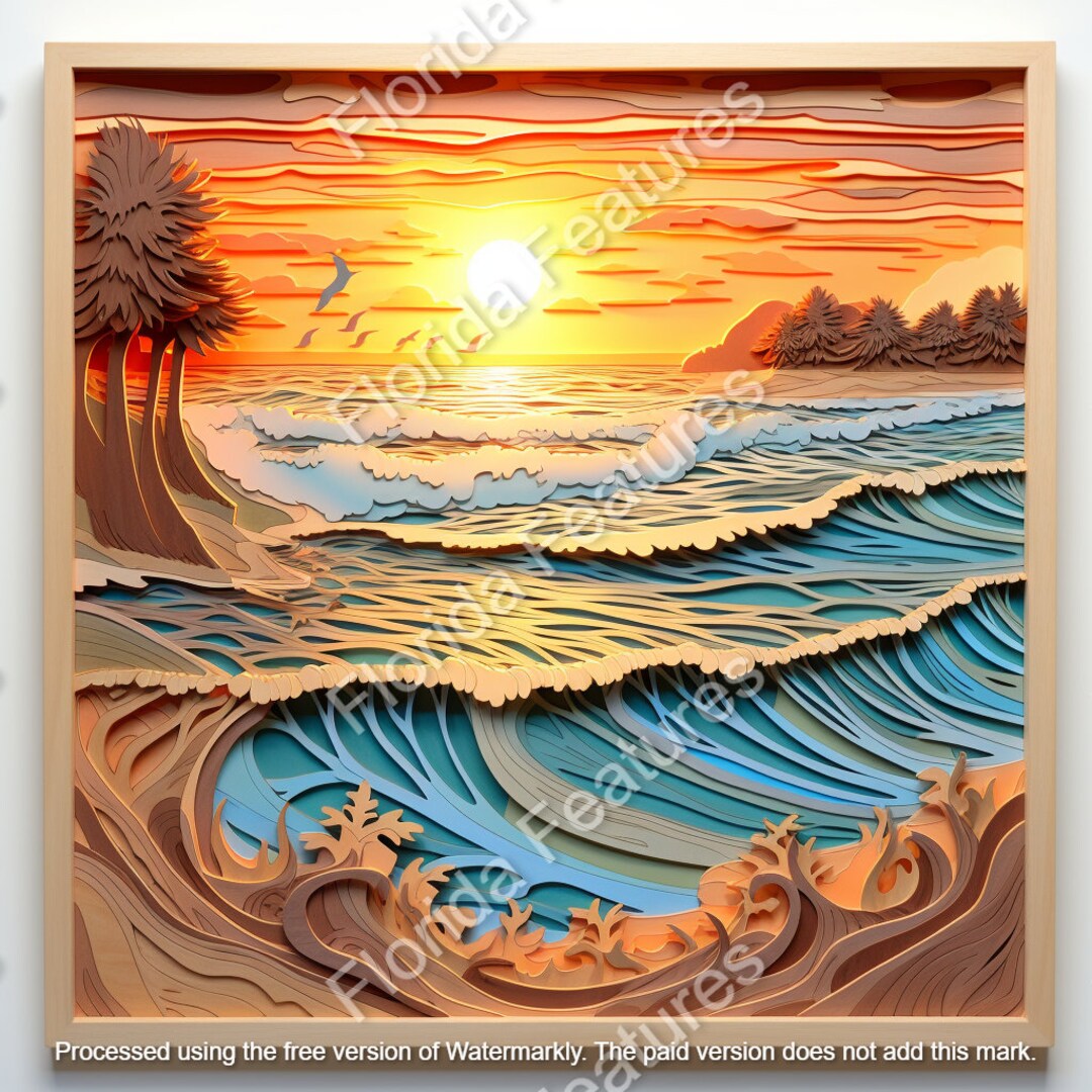 Laser Burn Wood Files, Relaxing at Beach Set, Carved CNC Look, High ...