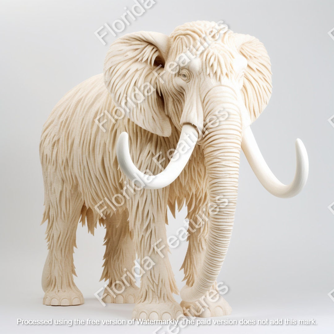 Wolly Mammoth Extinct Species, 300 DPI, Kids Pet, Laser Etch Burn ...