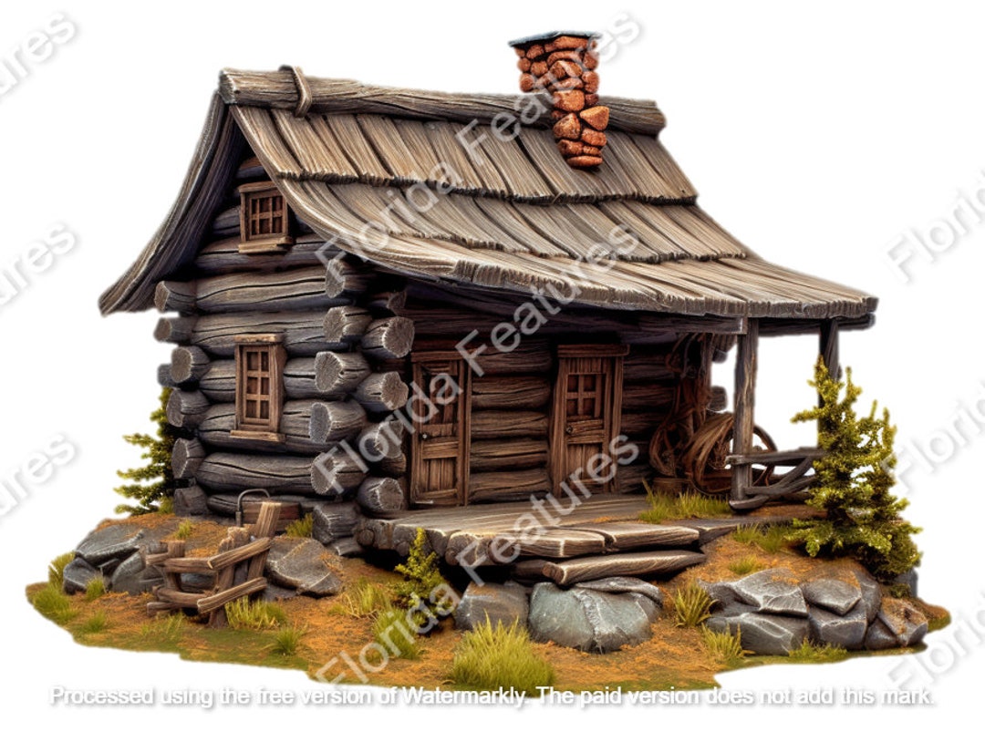 Old Style Log Cabin Cutout 300 DPI Laser Etch Cut Burn - Etsy