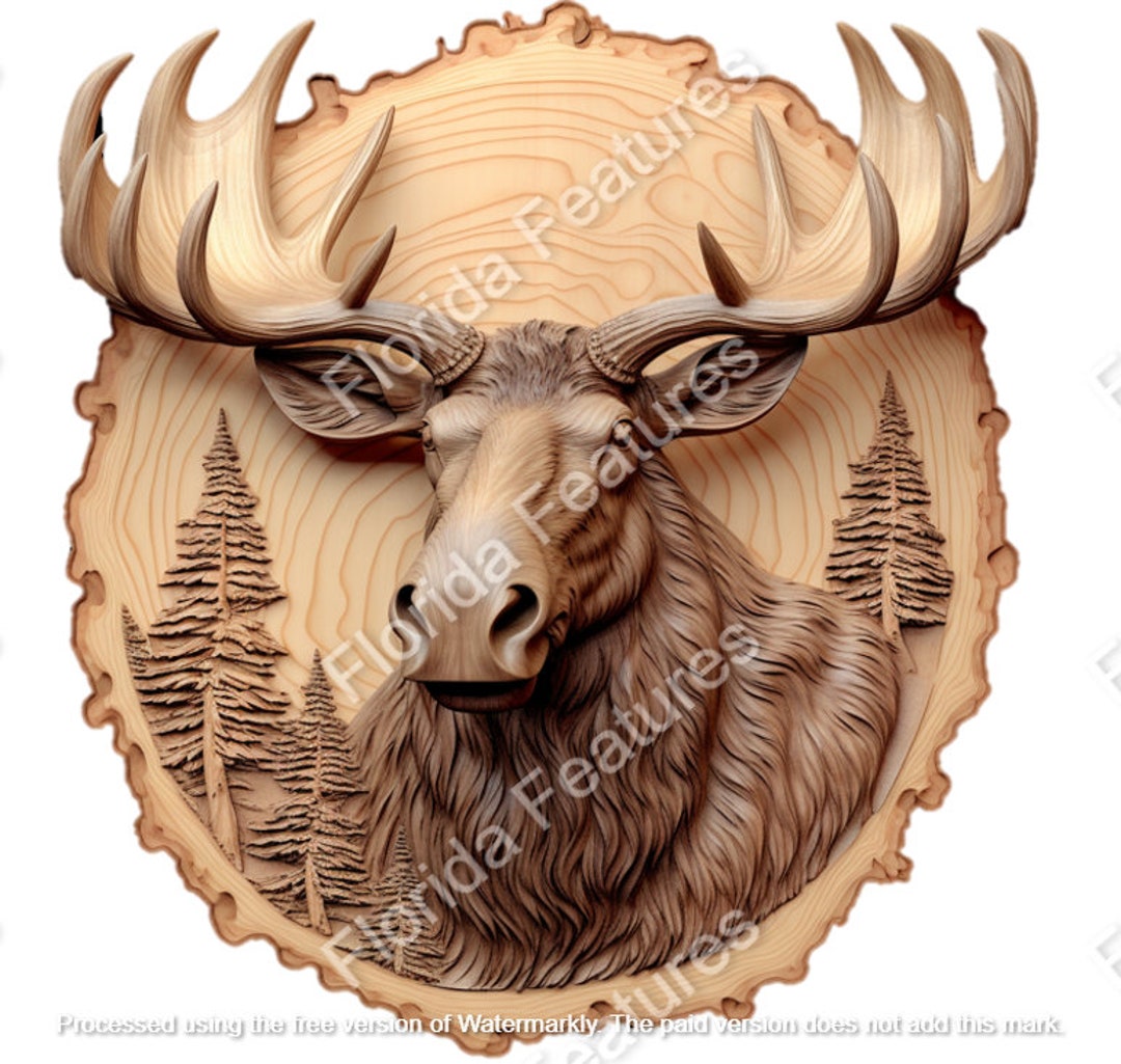 Glowforge 3D Illusion Wild Outdoors Moose Hunting, Laser Burn, Etch ...