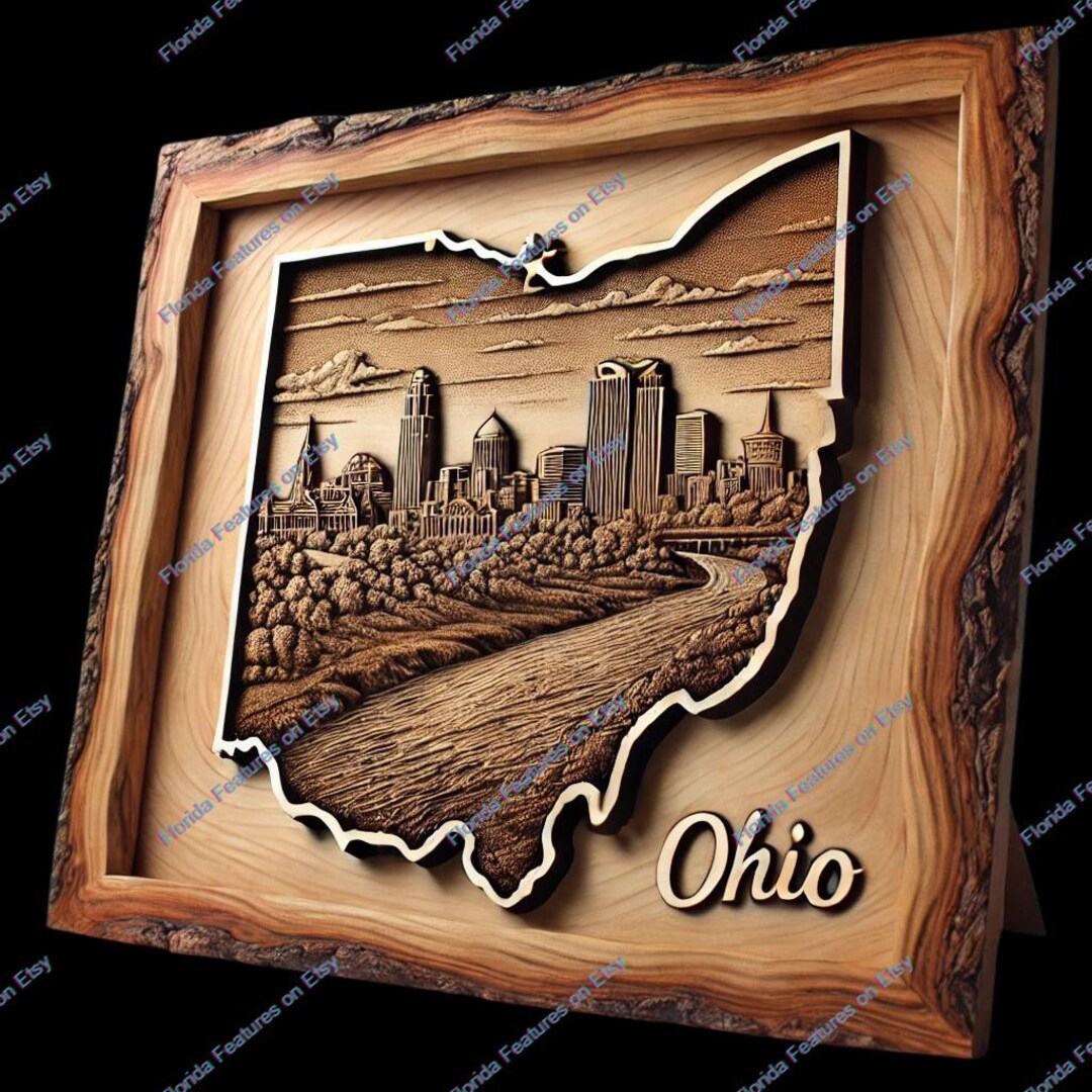 3D Illusion Ohio Wood Art: Laser Engraving Digital File - Etsy