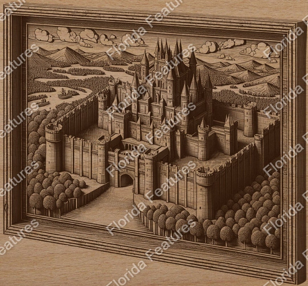 3D Castle Illusion: Laser Cut Wood Engraving Design (PNG, SVG) - Etsy