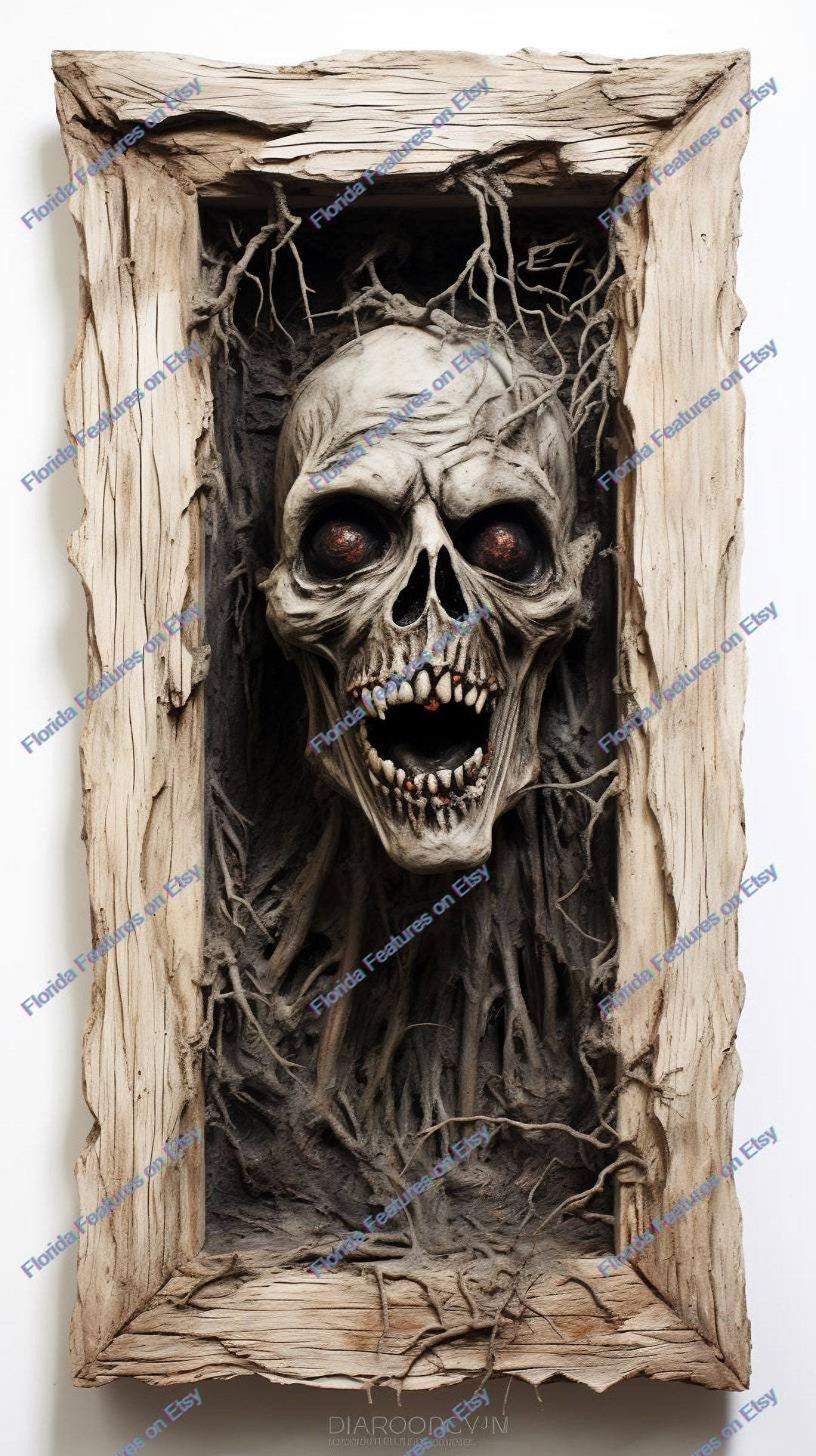 Halloween Creepy Skull Panel Wood | 3D Illusion | Laser Etch SVG PNG ...