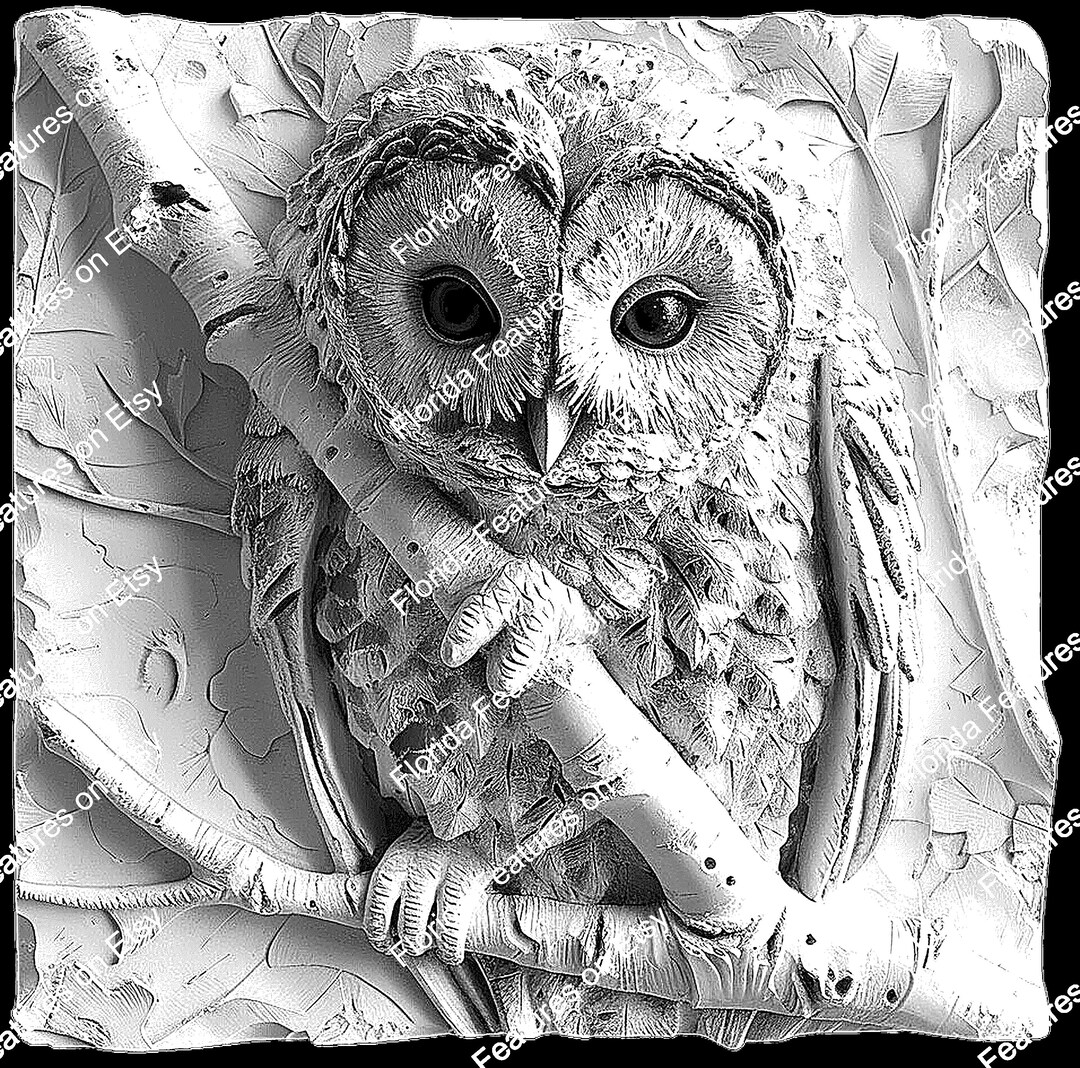 3D Owl in Tree Laser Engrave Design: Wood Art PNG SVG (digital Download ...