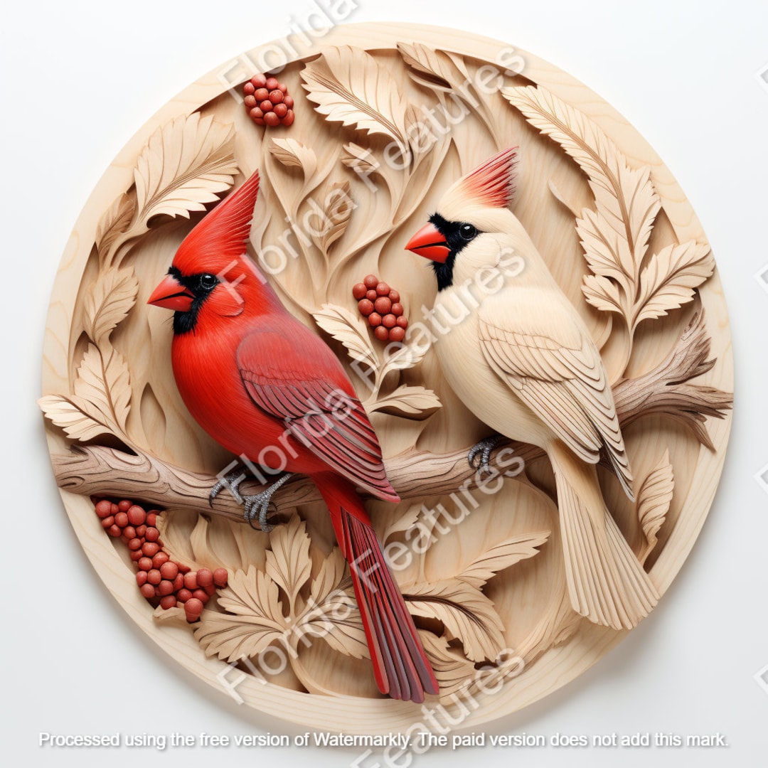Cutout Cardinals Love Birds, Digital Download, Laser Etched Omtech ...