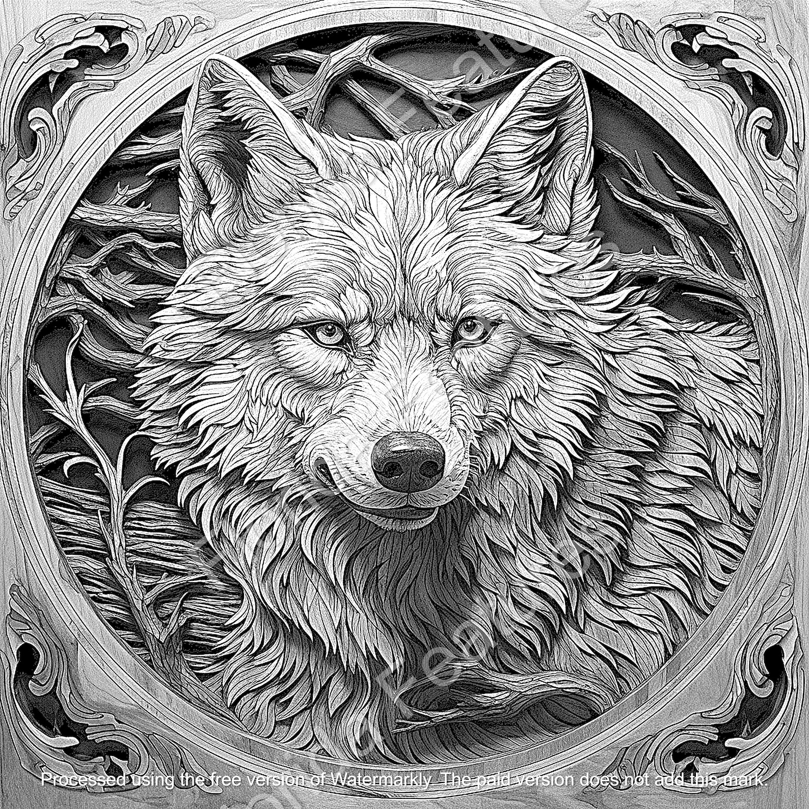 Laser Wolf Etched Omtech Laser Cut PNG Laser 3D Illusion Wood PNG ...