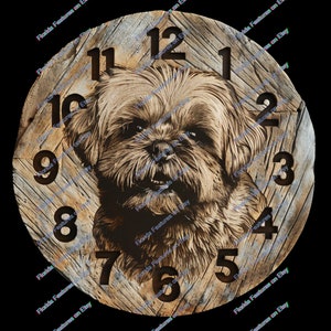 Wood Wall Clock | Puppy Dog Shih Tzu Clock | 3D Illusion | Laser Burn ...