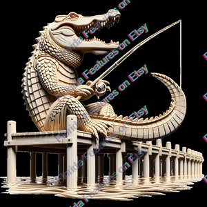 Cutout Gator Fishing Pier | 3D Laser | 3D Illusion PNG Digital File ...
