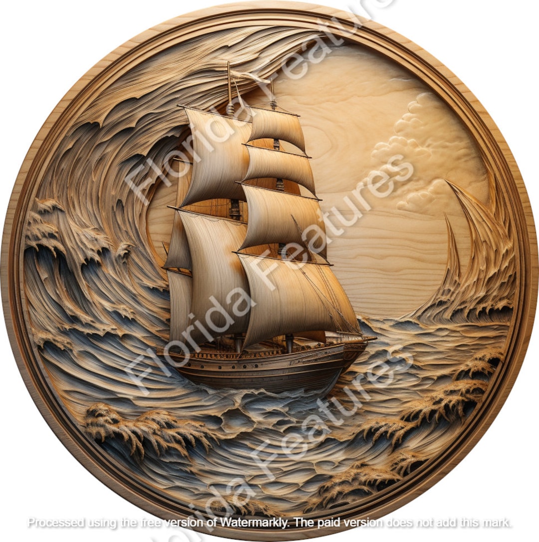 Laser Burn Etch Wood Files, Sail Boat, Ocean Seas, Boat, Easy Cut File ...