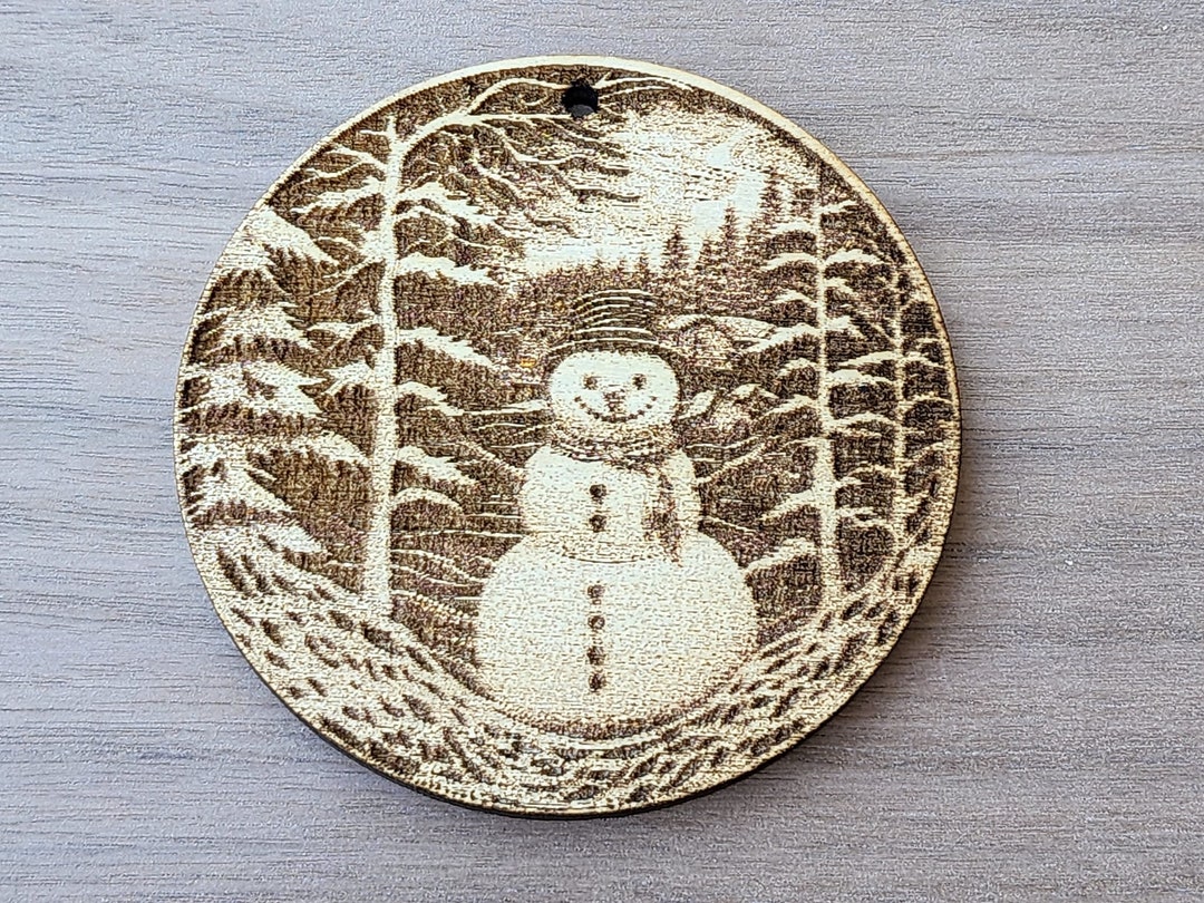 300 DPI Laser, Snowman Winter Forest, Laser Etch Burn Carved Look ...