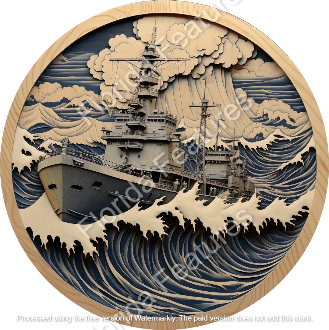 Naval Ship Laser Cut File: 3D Wood Art, Navy Boat (PNG, SVG) - Etsy