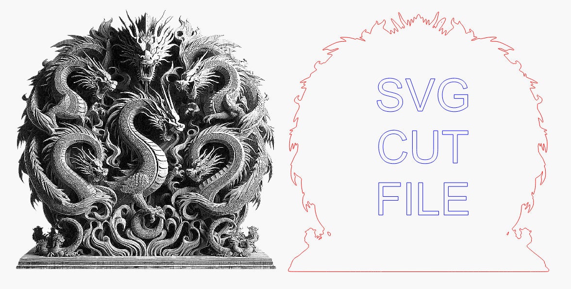 3D Dragon Carving: Mythical Laser Cut Design (SVG, PNG) - Etsy