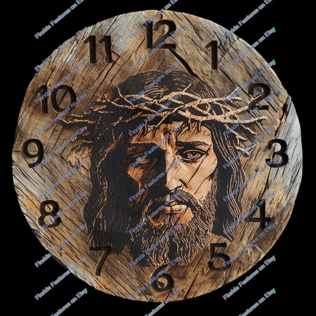 Wood Wall Clock | Jesus Our Savior Clock | 3D Illusion | Laser Burn PNG ...