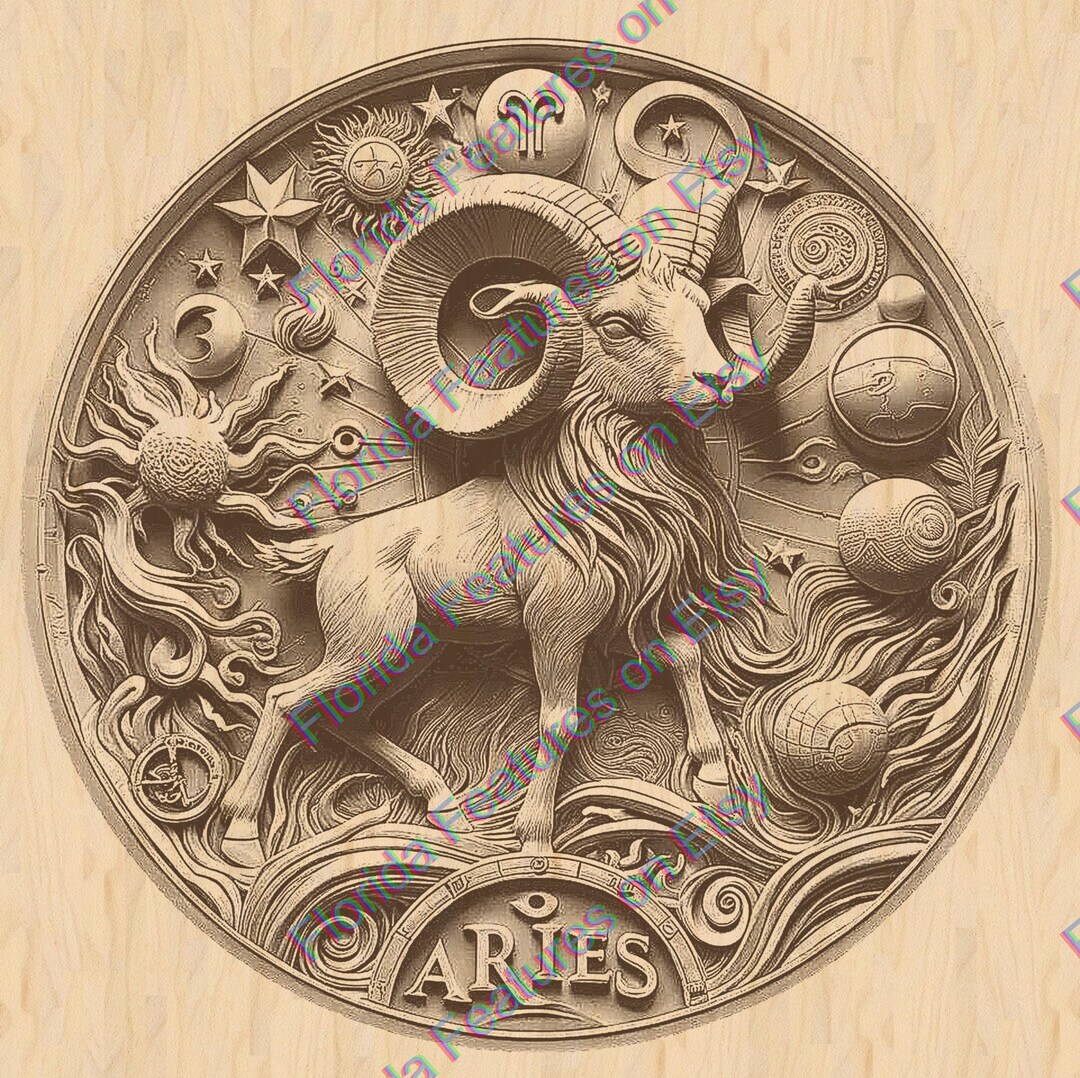 3D Zodiac Aries Sign Gift for Him Her | 3D Illusion PNG Digital File ...