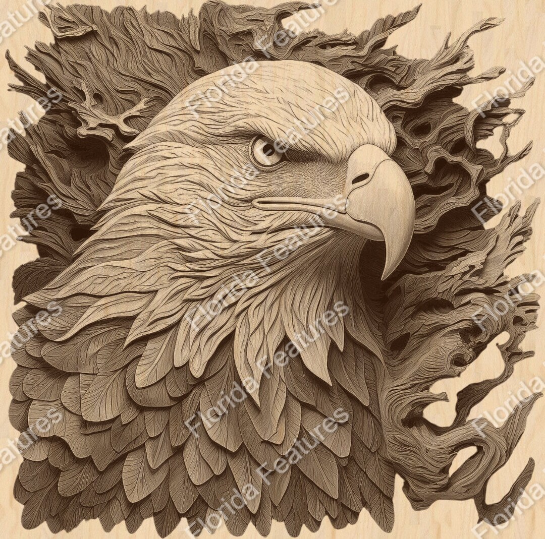 3D American Eagle Laser Cut File: Wood Engraving Design (PNG, SVG) - Etsy