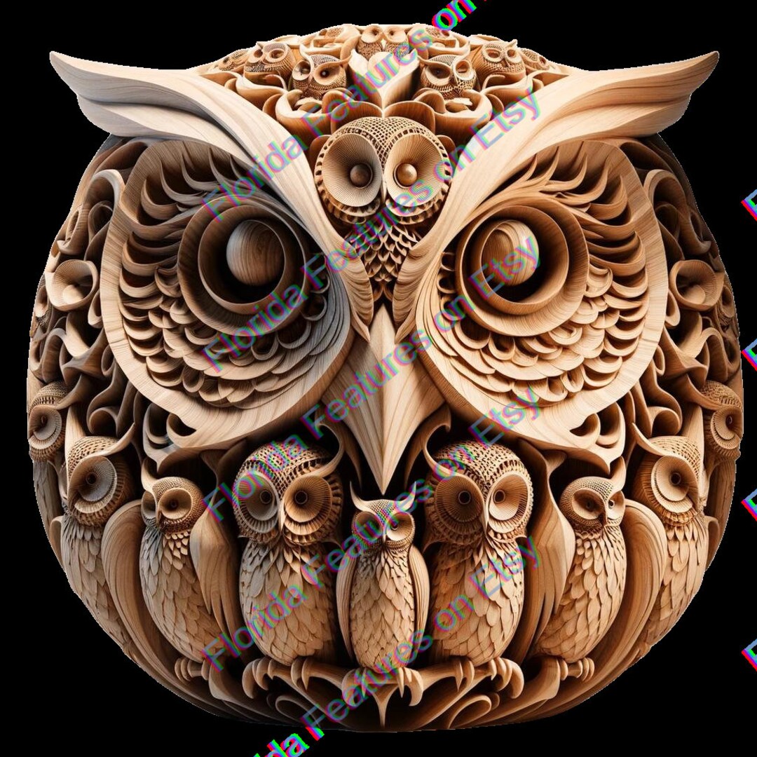 3D Owls Carved Wood Look: Laser Cut SVG, PNG (digital File) - Etsy