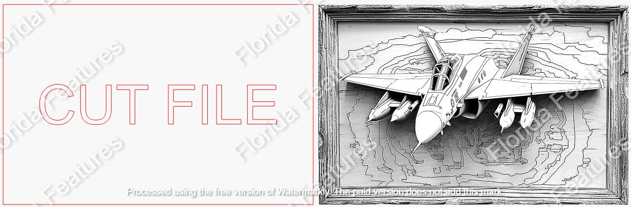 3D Illusion Fighter Jet Wood Art: Laser Etch Files (PNG SVG) - Etsy