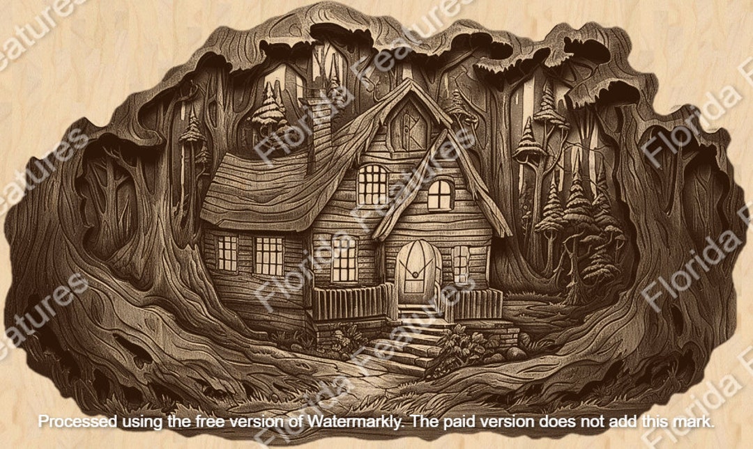 300 DPI, Wood Log Cabin Cutout Outline Forest, Laser Etch Cut Burn Carved Look, Digital PNG SVG ...