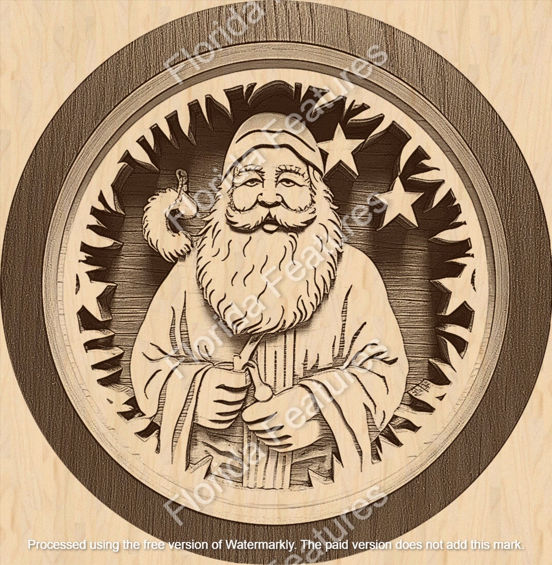 CNC Carved Look, Holiday Santa, Christmas, Laser Etch Burn Wood Files ...