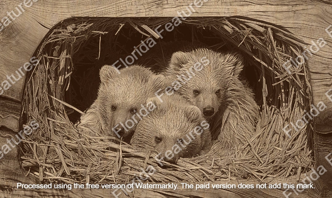 3D Bear Cubs Den Laser Cut File: Illusion Wood Art (PNG SVG) - Etsy UK