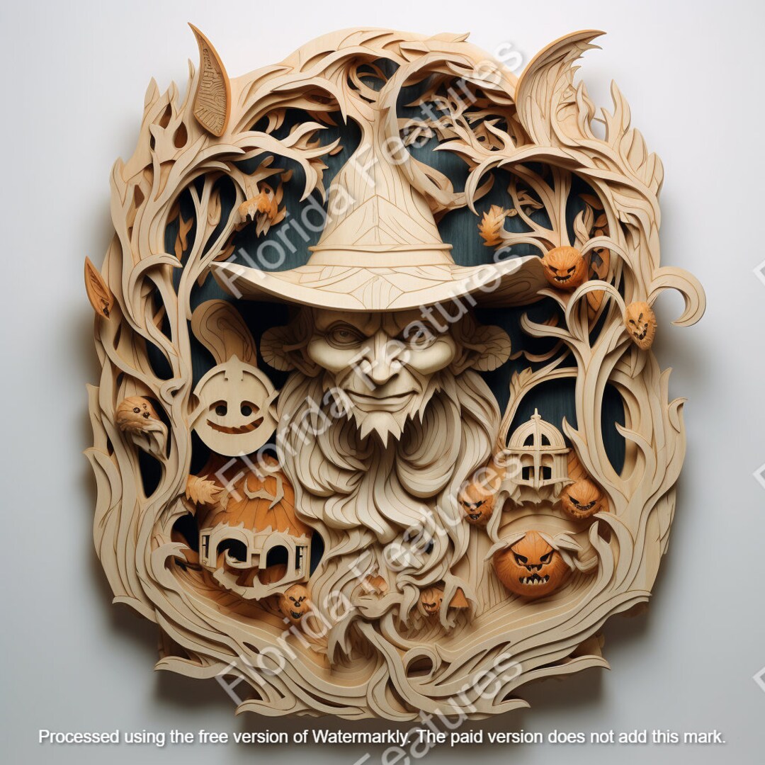 Framed Halloween Spooky Elf, Laser Burn Etch, Haunted Pumpkin ...