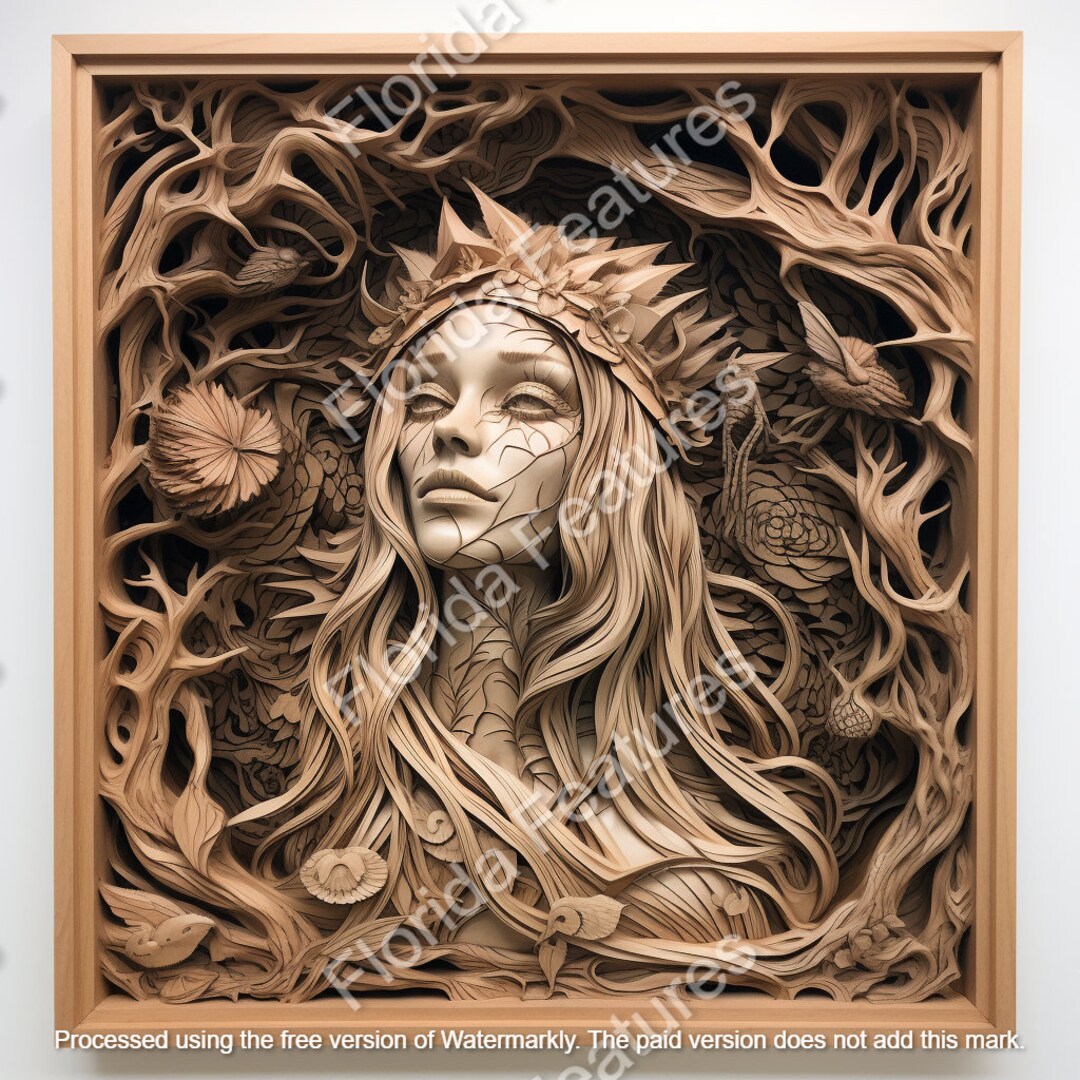 Female Goddess Leader, Carved Look Etched, Laser Burn, Etch Wood File ...