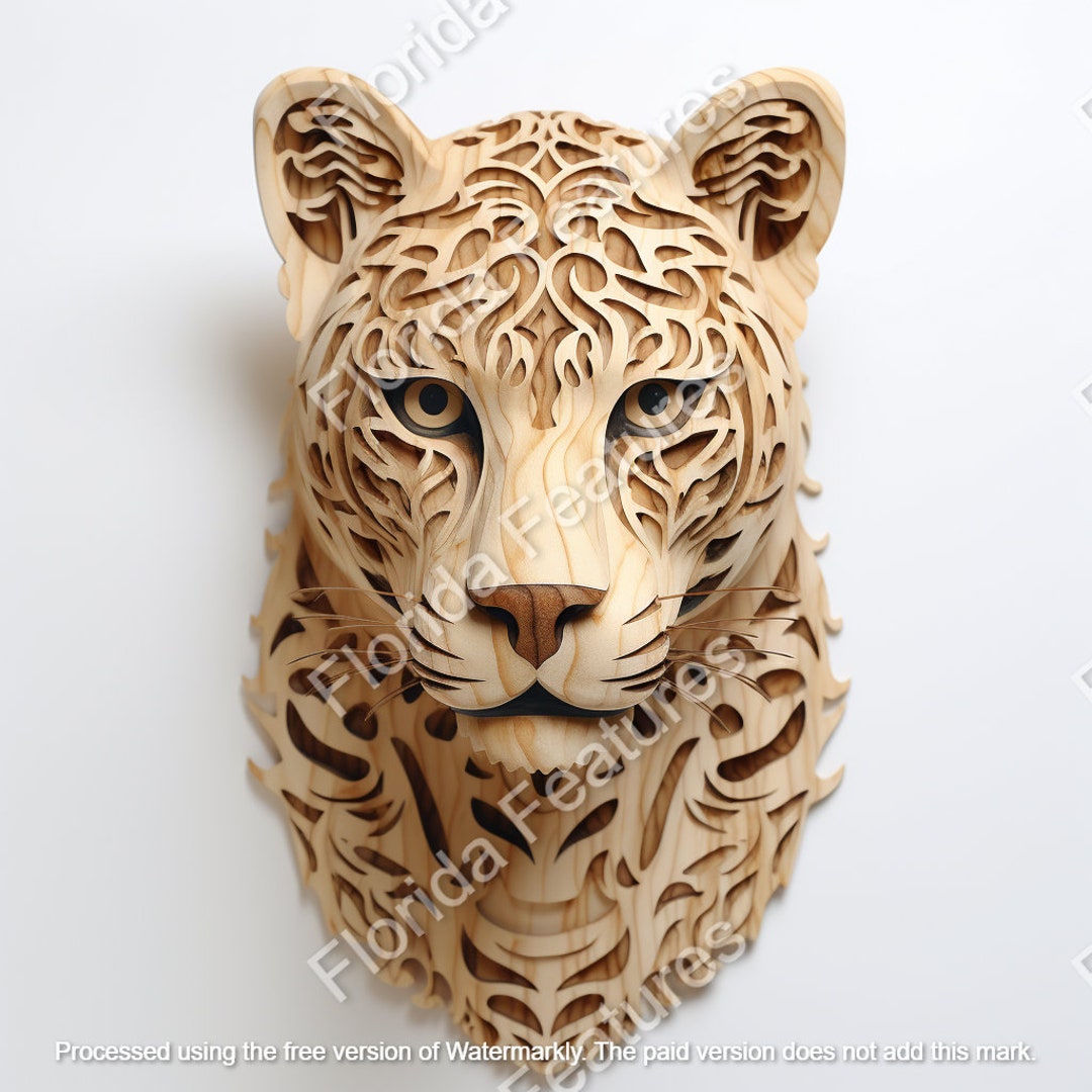 Carved Wood Wild Cheetah, Laser Etch Burn Wood Files, High Quality ...