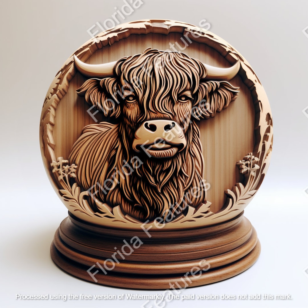 Highland Cow Snow Globe: Laser Cut 3D Wood Art (digital PNG SVG) - Etsy