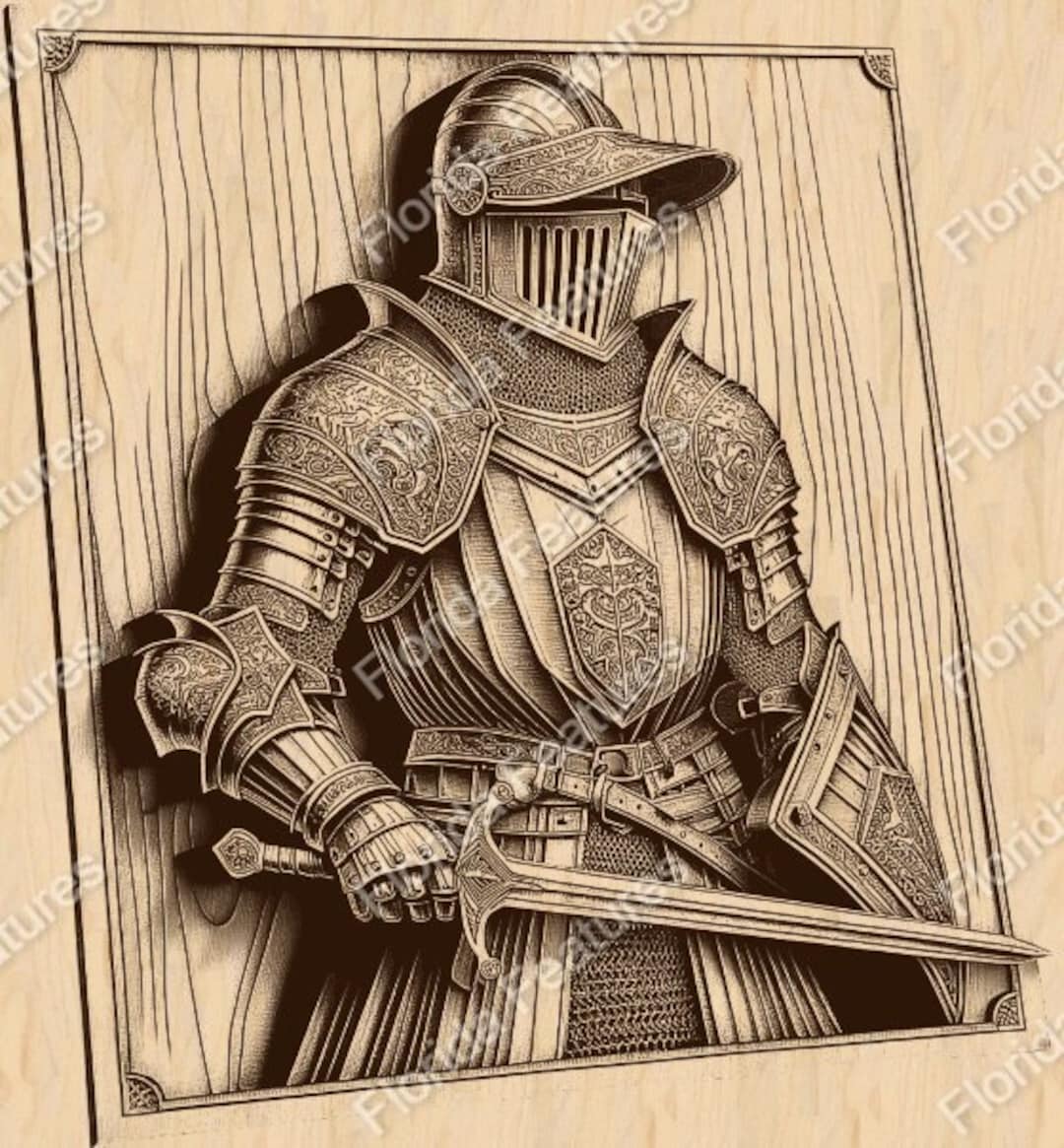 3D Knight Illusion: Laser Cut Wood Engraving Design (PNG, SVG) - Etsy