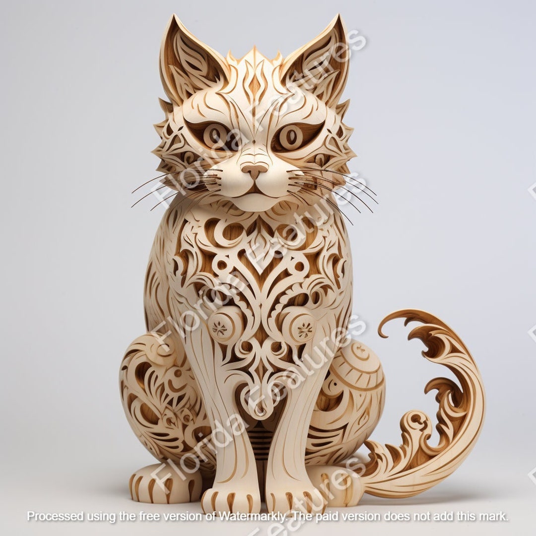 3D Illusion Cat Laser Cut File: Wood Etch PNG SVG (digital Download) - Etsy