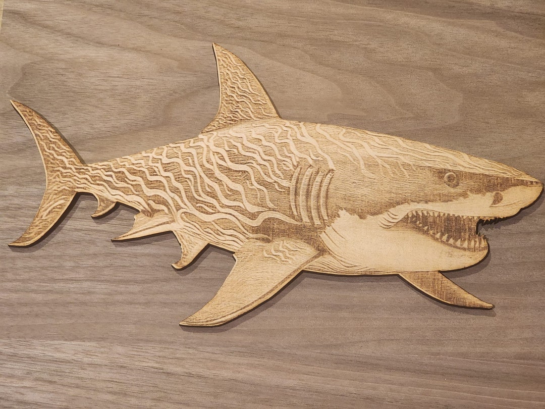 Great White Shark, Laser Etch Burn Wood Files, High Quality Digital ...