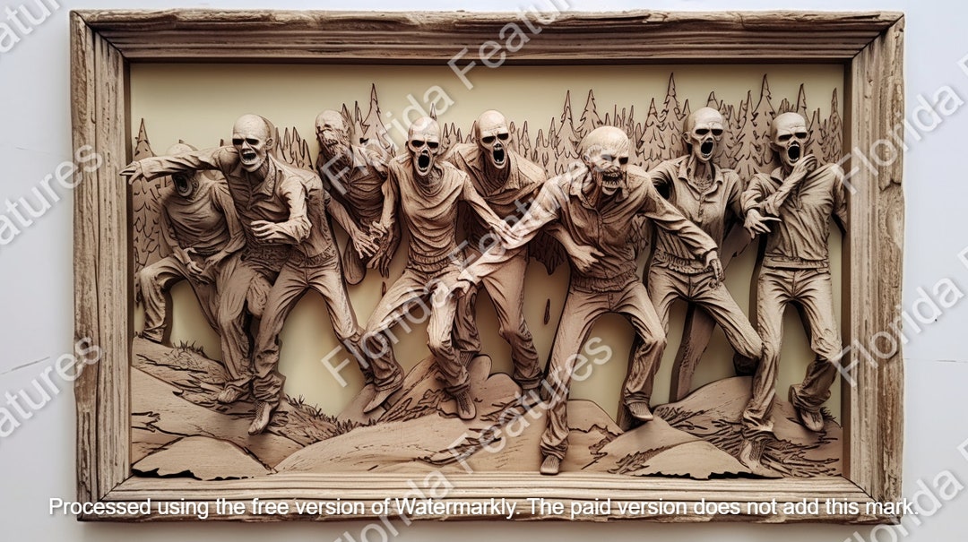 Laser Etch Burn Zombie Outbreak Attack, Spooky Halloween, Carved Look ...