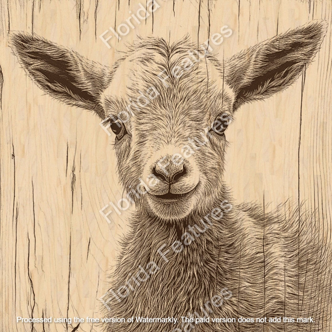 Carved Look, Laser Burn Etch Wood Files, Cute, Farm Goat, Easy Cut ...