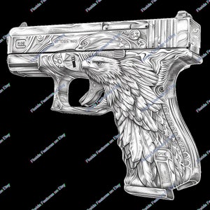 Deagle Desert Eagle Glock 9mm Gun | 3D Illusion | Laser Etch SVG PNG ...