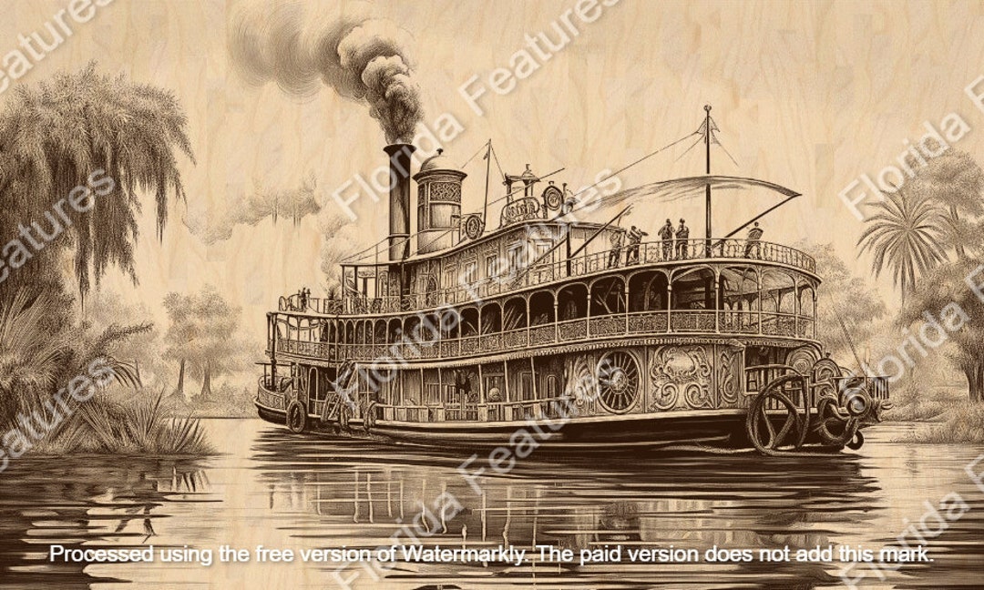 Riverboat Laser Cut File: 3D Illusion Steam Boat Design (PNG SVG) - Etsy