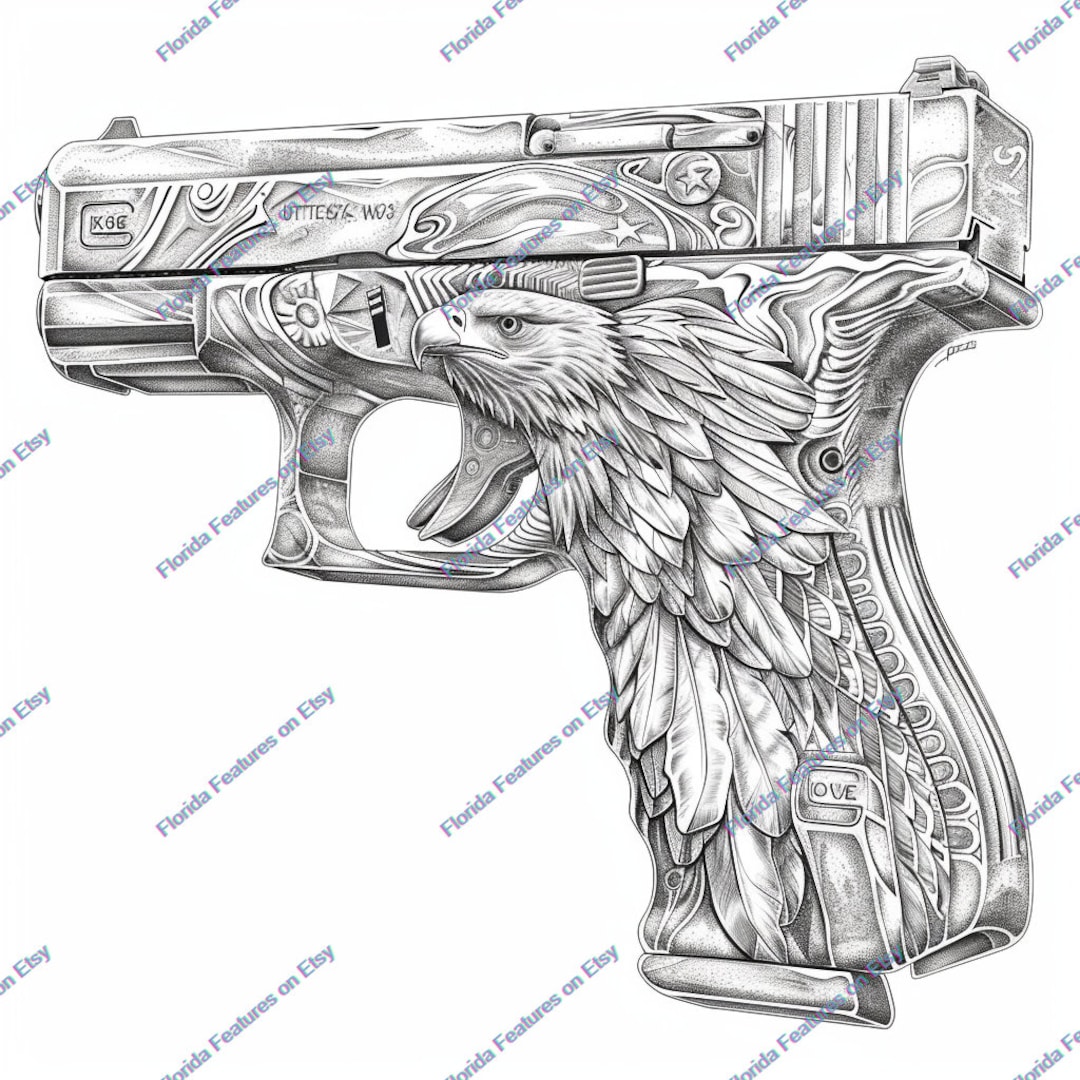 Deagle Desert Eagle Glock 9mm Gun | 3D Illusion | Laser Etch SVG PNG ...