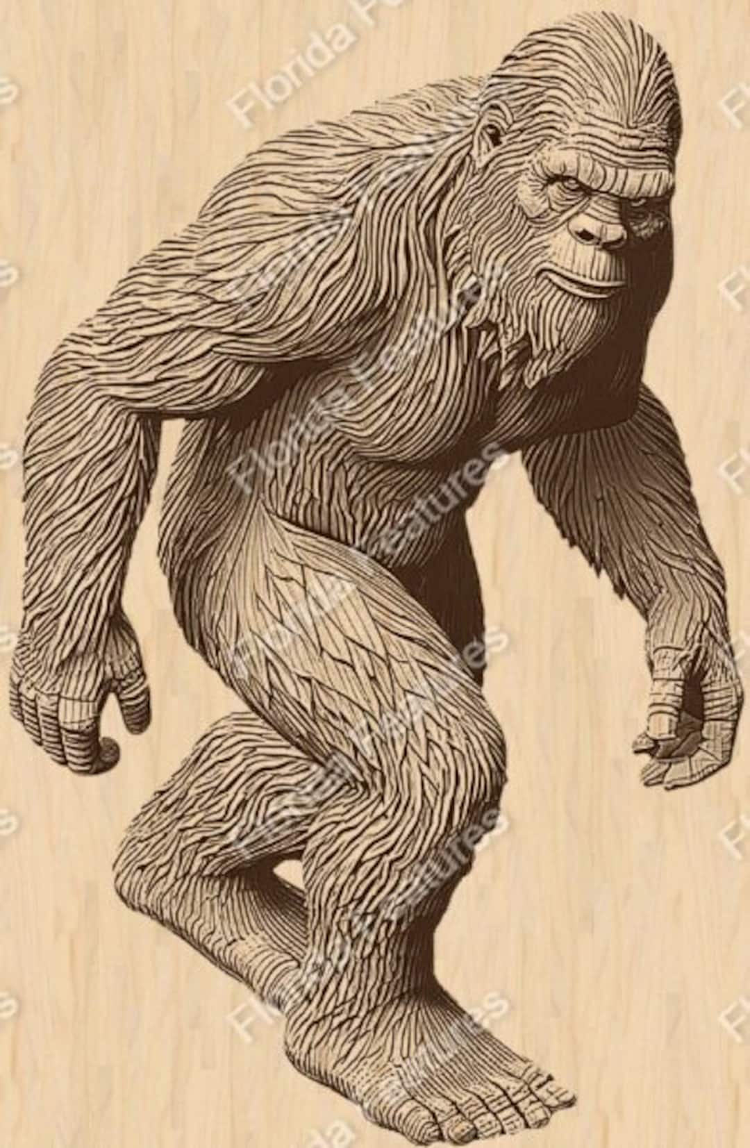 3D Bigfoot Laser Cut File: Wood Engraving Design (PNG SVG Digital ...