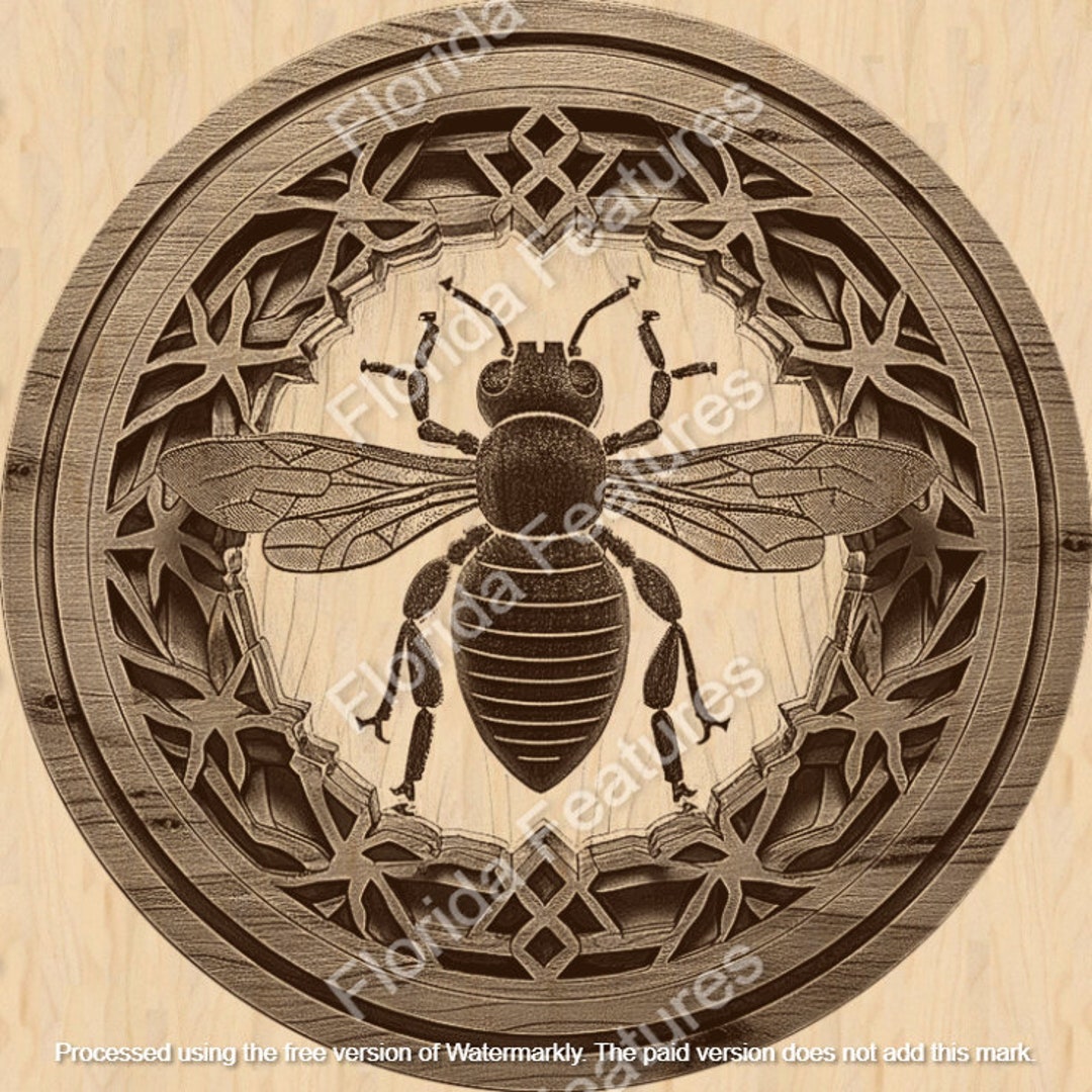 Queen Bee, Carved Look, Detailed Bee, Easy Cut Image, Laser Burn Etch ...