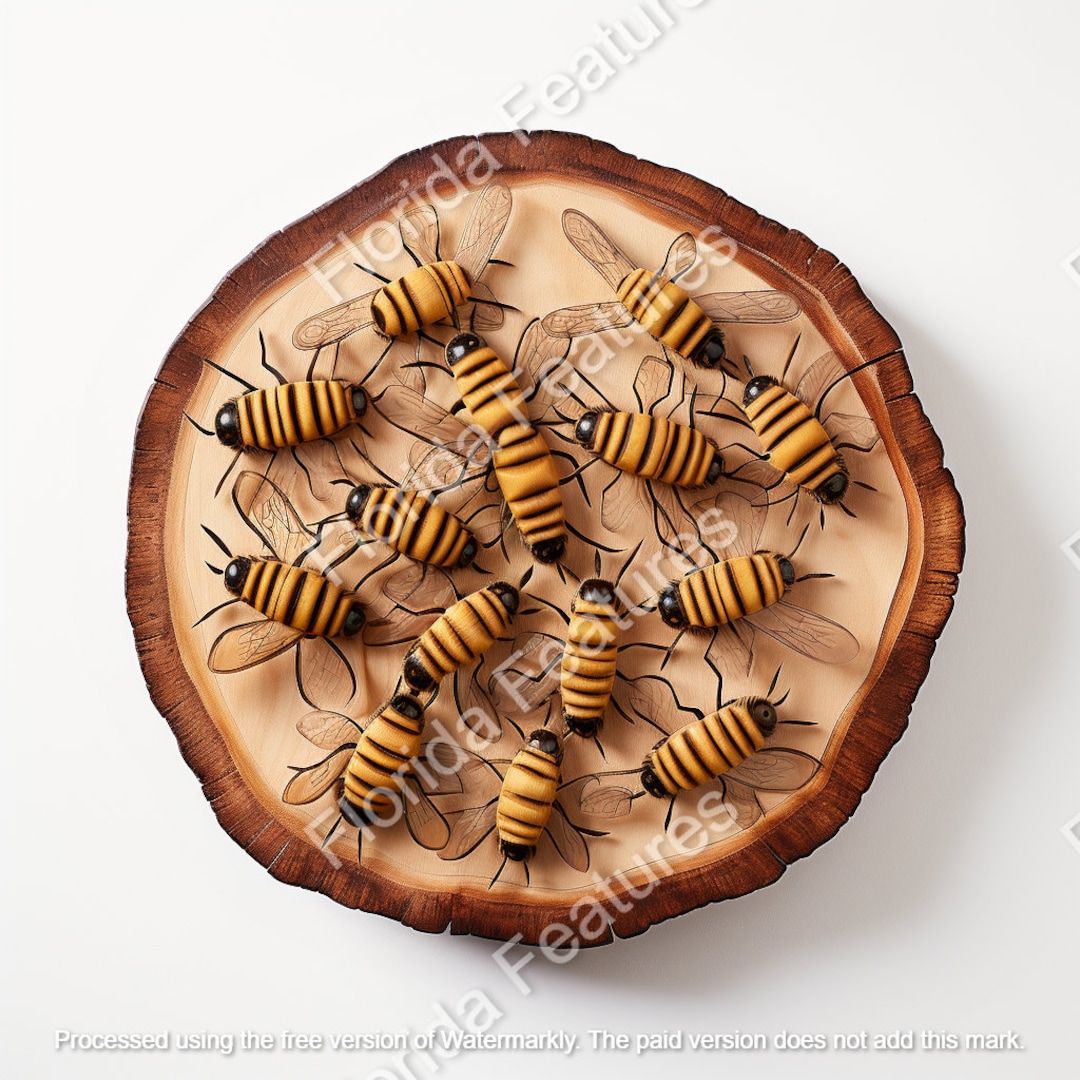 BEE Hive, Queen BEES, Live Edge Wood, Cut Laser Etch Wood CNC Look 3d Illusion Curved File, CO2 ...