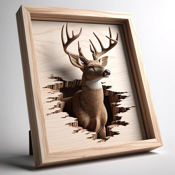 Laser Engraving Files 3d Deer - Etsy