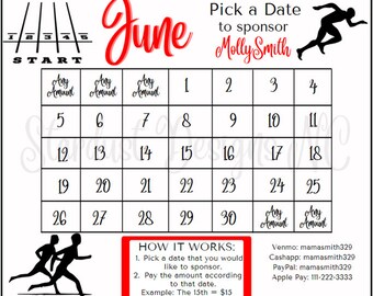 Corjl Editable Track and Field Fundraiser Calendar, Team Pack 30 ...