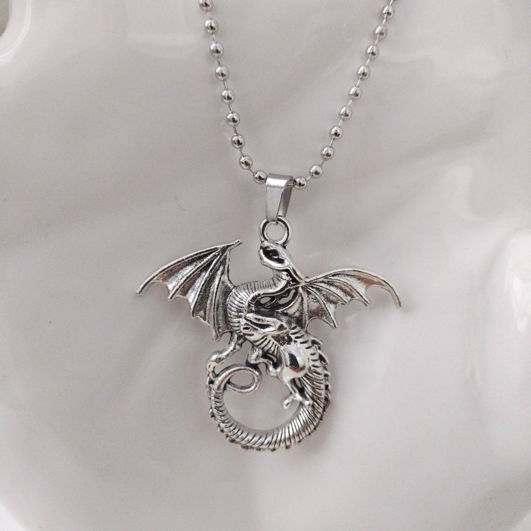 Medieval Dragon Necklace, Cosplay Dragon Pendant Necklace, Fantasy ...