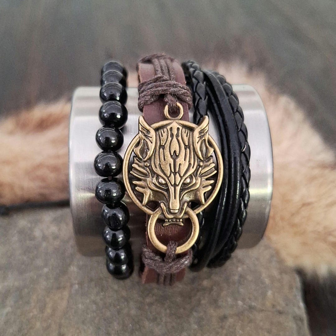 Viking Wolf Bracelets, Norse Bracelets, Cosplay Wolf Bracelets, Celtic ...